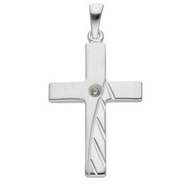 Adelia´s Adelia´s Kettenanhänger 925 Silber Kreuz Anhänger mit Zirkonia, mit Zirkonia Silberschmuck für Damen & Herren, silberfarben