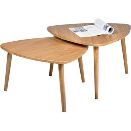 PRO Line Satztisch (Set), Massivholz Buche, Platte Holz, Couchtische in unterschiedlichen Höhen, braun