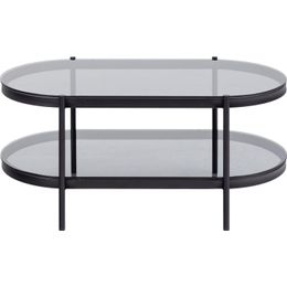 ACTONA GROUP Couchtisch (1-St), tischplatte aus gehärtetem Rauchglas.Oval, 1 Ablage, B: 95 cm, grau