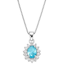 Firetti Kette mit Anhänger Schmuck Geschenk Silber 925 Halsschmuck Halskette Venezianer Blüte, mit Kristallstein, Zirkonia (synth), blau|silberfarben|weiß