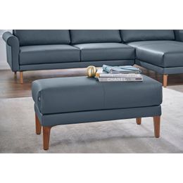 Hülsta Sofa hülsta sofa Hockerbank hs.450, Füße aus Massivholz, blau|grau