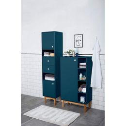 Tom Tailor HOME Hochschrank COLOR BATH mit 2 Türen & 2 Schubladen, mit Push-to-Open,Füße Eiche, Breite 40 cm, blau