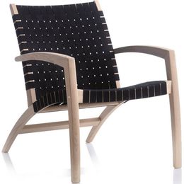 Hammel Furniture Loungesessel Findahl by Hammel Luna, aus massiver Eiche, Sitz und Rückenlehne aus geflochtenem Gurtband, beige|weiß