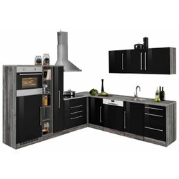 Kochstation Winkelküche KS-Samos, ohne E-Geräte, Stellbreite 260 x 270 cm, schwarz