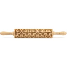 Folkroll Teigroller 3D-Motiv-Teigrolle Buchenholz, Teddybären, beige|braun