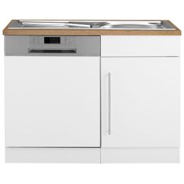 KOCHSTATION Spülenschrank KS-Samos 110 cm breit, inkl. Tür/Sockel für Geschirrspüler, weiß