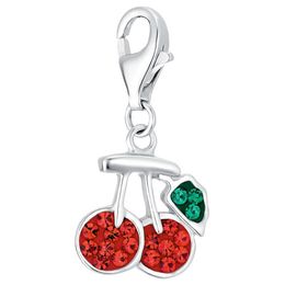 Amor Charm-Einhänger Kirschen, 2023152, mit Preciosa Crystal, grün|rot|silberfarben