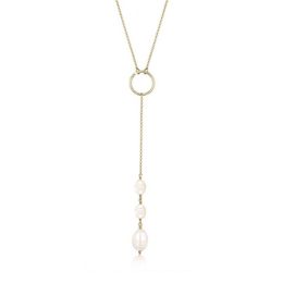 Elli Perlenkette Y-Kette Baroque Perle Klassisch Zeitlos 925 Silber, goldfarben