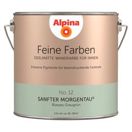 Alpina Wand- und Deckenfarbe Feine Farben No. 12 Sanfter Morgentau, Blasses Graugrün, edelmatt, 2,5 Liter, grau|grün