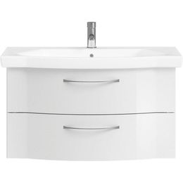 Saphir Badmöbel-Set 6005 Sprint Keramik-Waschtisch mit LED-Spiegelschrank, 97 cm breit, (1-St), Waschplatz inkl. Türdämpfer, 2 Schubladen, Waschtisch Set, weiß
