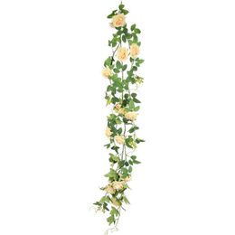 Kunstblume Rosenranke, I.GE.A., Höhe 125 cm, Künstlich Rosengirlande Kunstblumen hängend Hochzeit Weihnachten, orange