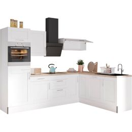 Optifit Küche Ahus, 200 x 270 cm breit, wahlweise mit E-Geräten, Soft Close Funktion, weiß