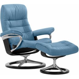 stressless® Relaxsessel Opal (Set, Relaxsessel mit Hocker), mit Hocker, mit Signature Base, Größe M, mit Schlaffunktion, blau