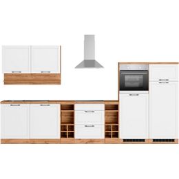 Kochstation Küche KS-Lana, 360 cm breit, wahlweise mit oder ohne E-Geräte, weiß