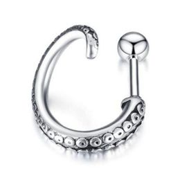 Firetti Single-Ohrstecker Schmuck Geschenk Ohrschmuck einzeln Oktopus, schwarz|silberfarben