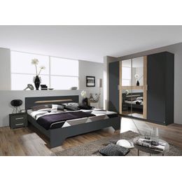 Rauch Schlafzimmer-Set Rubi, (Set, 4-St), mit Schrank, Bett 180x200 cm und 2 Nachttischen, grau