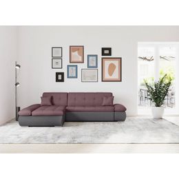 DOMO collection Ecksofa Moric Schlafsofa B/T/H 300/172/80 cm, auch in Cord, L-Form, XXL-Format, wahlweise auch mit Bettfunktion und Armverstellung, grau