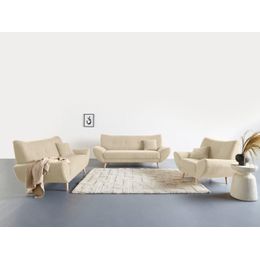 Home Affaire Polstergarnitur Basta, (3-tlg), Komfortable Wellenunterfederung, beige