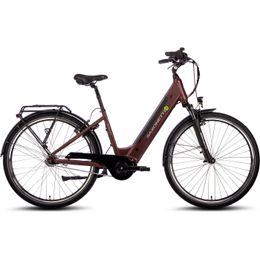 SAXONETTE E-Bike Optimum Plus, 7 Gang, Nabenschaltung, Mittelmotor, 418 Wh Akku, E-Bike Citybike, integriertes Rahmenschloss, rot