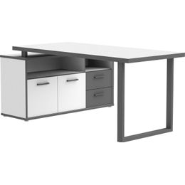 FORTE Schreibtisch Keflav, Breite 124,2 cm, grau|weiß