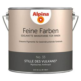 Alpina Wand- und Deckenfarbe Feine Farben No. 33 Stille des Vulkans, Mystisches Anthrazit, edelmatt, 2,5 Liter, grau
