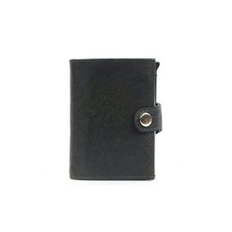 MARGELISCH Mini Geldbörse noonyu double leather, RFID Kreditkartenbörse aus Upcycling Leder, blau
