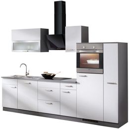 Wiho-Küchen wiho Küchen Küchenzeile Michigan, mit E-Geräten, Gesamtbreite 300 cm, grau|weiß