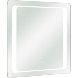 Saphir Badspiegel Quickset Spiegel inkl. LED-Beleuchtung und Touchsensor, 70 cm breit, Flächenspiegel rechteckig, 12V LED, 1250 LM, Wandspiegel, silberfarben