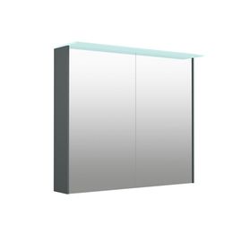 Welltime Spiegelschrank D-Line Badmöbel, 81,4 cm breit, doppelseitig verspiegelt, LED-Beleuchtung, grau