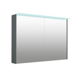 Welltime Spiegelschrank D-Line Badmöbel, 101,5 cm breit, doppelseitig verspiegelt, LED-Beleuchtung, grau
