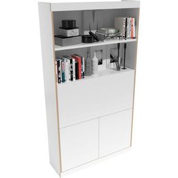 Müllermöbel Müller SMALL LIVING Sekretär FLAI Home-Office groß, drei Rückwände: Melamin, magnetisch oder mit 6mm dickem Bulletin Board, weiß