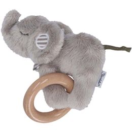 Sterntaler® Greifspielzeug Elefant Eddy, mit Holzring und Rassel, grau