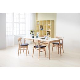 Hammel Furniture Essgruppe Findahl/Basic by Hammel Single/Mosbøl, (Set, 5-tlg), Mit Single Esstisch 180(280)x80 und 4 Mosbøl Stühle, beige