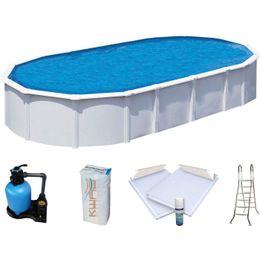 KWAD Schwimmbecken Supreme all in Premium Folie (Set, 7-tlg), 7-tlg., BxLxH: 370x610x132cm, sand, inkl. Bodenisolationsset, weiß