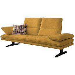 W.Schillig 2-Sitzer broadway, Sitztiefenverstellung, Kopfteil- & Seitenteilverstellung, Breite 216cm, gelb