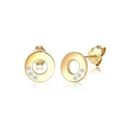 Elli DIAMONDS Paar Ohrstecker Kreis Geo Elegant Diamant (0.03 ct) 585 Gelbgold, goldfarben