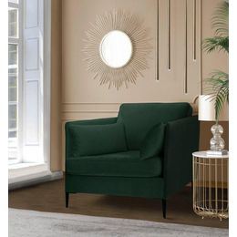LEONIQUE Sessel Light, inklusive loser Zierkissen, mit schmalen Armlehnen und Teleskopfüßen, grün
