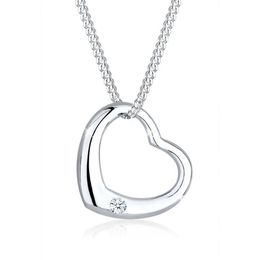 Elli DIAMONDS Collierkettchen Herz Liebe Romantik Diamant (0.03 ct) 925 Silber, weiß