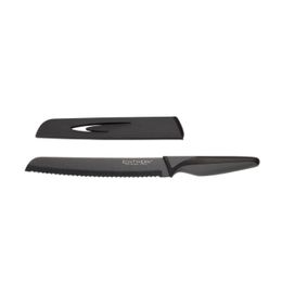 ECHTWERK Brotmesser BlackSteel, Küchenmesser, Edelstahl, hohe Schneidfestigkeit, Klingenlänge 20 cm, schwarz