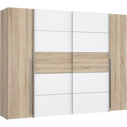 FORTE Dreh-/Schwebetürenschrank Narago, TOPSELLER zum TOP Preis! In verschiedenen Farben (Farbe Weiß auch mit Spiegeln erhältlich) mit zahlreichen Einlegeböden, viel Stauraum, Made in Europe, braun