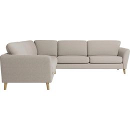 Home Affaire Ecksofa MARSEILLE 278/278 cm, L-Form, gleichschenklig, aus Eiche-Massivholz Beinen, verschiedene Bezüge, grau