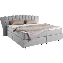 LEONIQUE Boxbett Fleurir, Breite 180 cm, 3 verschiedene Liegebreiten: 90, 140 und 180 cm, grau