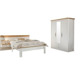 Home Affaire Schlafzimmer-Set Westminster, beinhaltet 1 Bett, Kleiderschrank 3-türig und 1 Wandpaneel, weiß