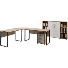 BMG Möbel Büro-Set Tabor Office 2, (Set, 6-St), beige|weiß