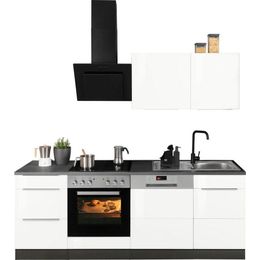 Kochstation Küchenzeile KS-Brindisi, mit E-Geräten, Breite 220 cm, weiß