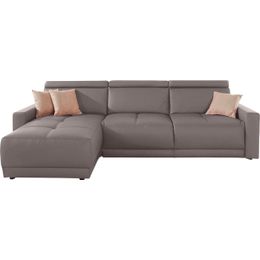 DOMO collection Ecksofa Ava, mit Recamiere, Federkern wahlweise mit Kopfteilverstellungen, braun