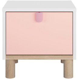 Gami Nachttisch Nachttisch 1 Tür (1-St), Mit seiner Mischung aus sanften Farben, bunt|grau|rosa