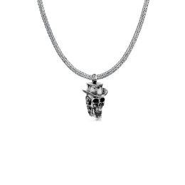 Kuzzoi Kette mit Anhänger Herren Schlangenkette Totenkopf mit Hut 925 Silber, silberfarben