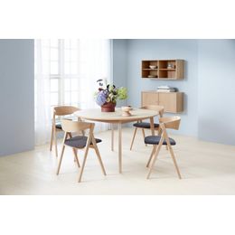 Hammel Furniture Essgruppe Findahl/Basic by Hammel Single/City, (Set, 5-tlg), mit Single Esstisch Ø130 cm inkl. 2 Einlegeplatten und 4 City Stühle, beige