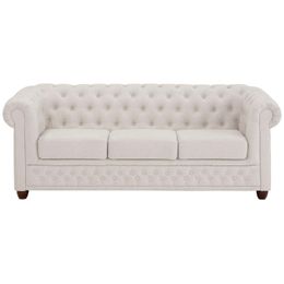 Home Affaire Chesterfield-Sofa New Castle, mit hochwertiger Knopfheftung in Chesterfield-Design, B/T/H: 203/86/72, beige